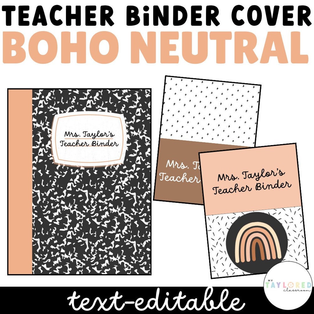 Boho Neutral Teacher Binder Covers | EDITABLE | Calm Classroom Decor ...