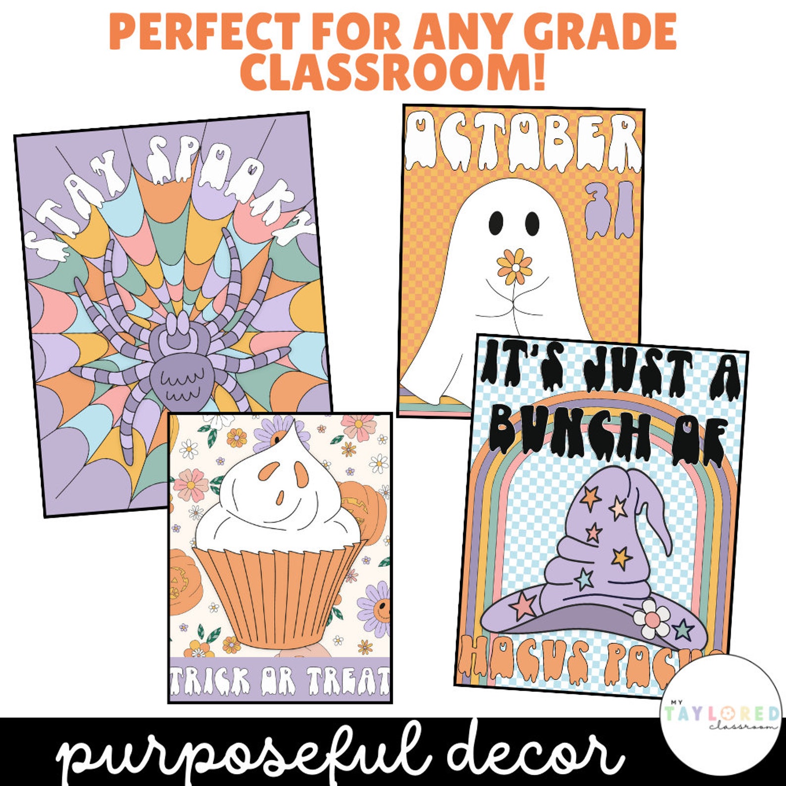 Halloween Retro Groovy Classroom Posters Halloween Classroom Posters - Etsy