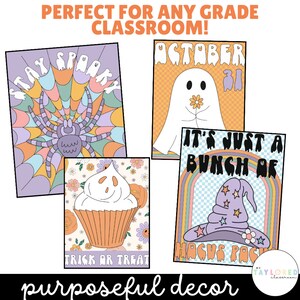 Halloween Retro Groovy Classroom Posters | Halloween Classroom Posters ...