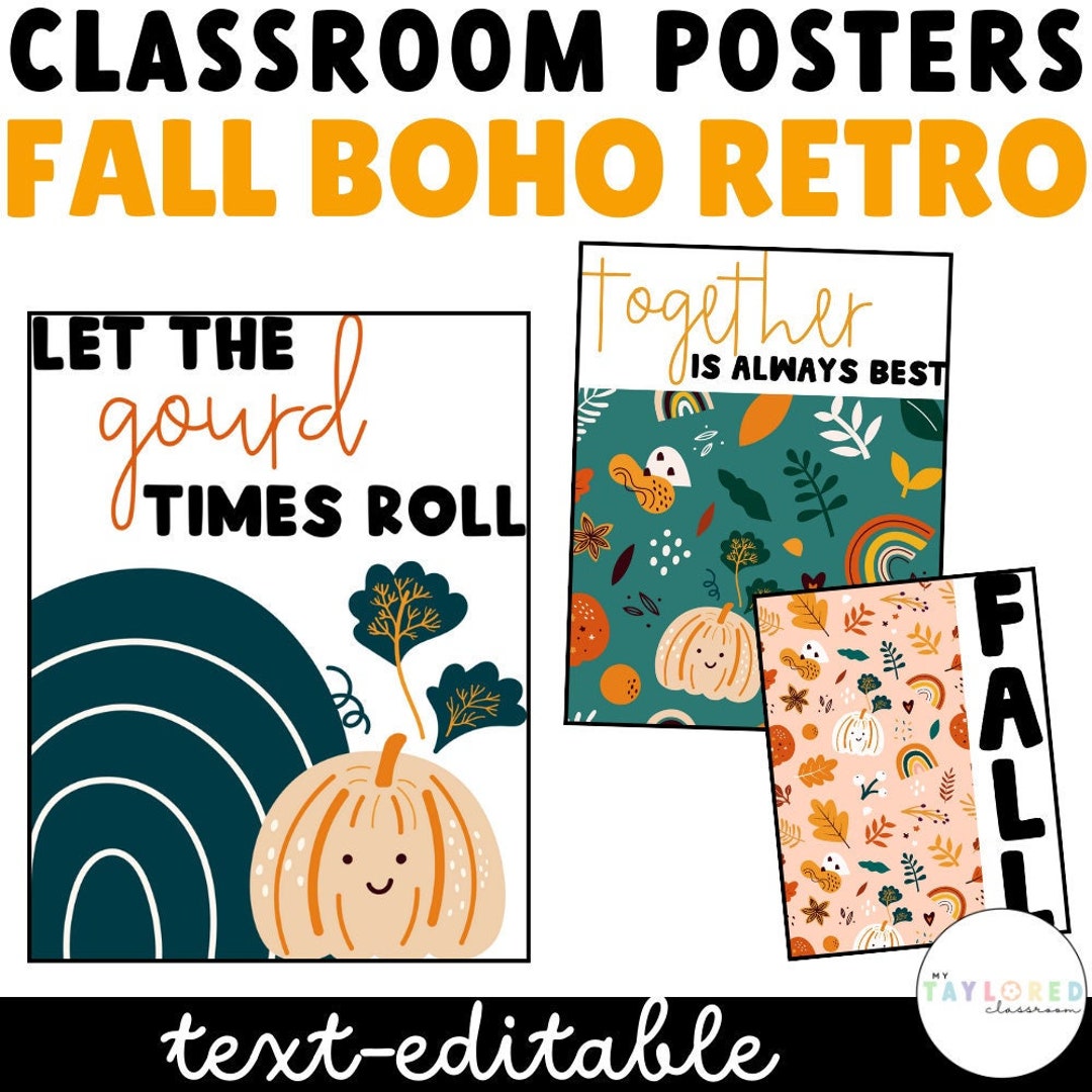 Fall Boho Retro Classroom Posters | Fall Classroom Decor - Etsy