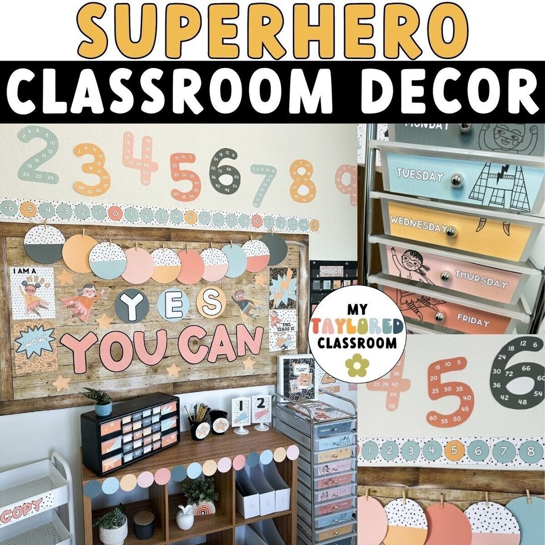 Superhero Black and White Classroom Decor EDITABLE - Etsy