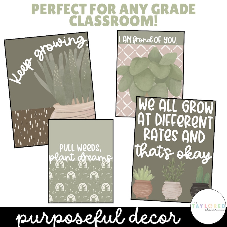 Plant Boho Neutral Classroom Posters Plant Classroom Decor - Etsy