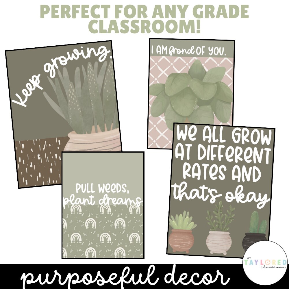 Plant Boho Neutral Classroom Posters Plant Classroom Decor - Etsy