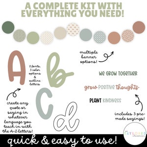 Plant Boho Neutral Bulletin Board Kit | Plant Bulletin Board | Plant ...