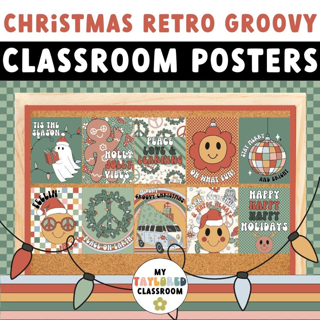 Christmas Retro Groovy Classroom Posters Christmas Posters - Etsy