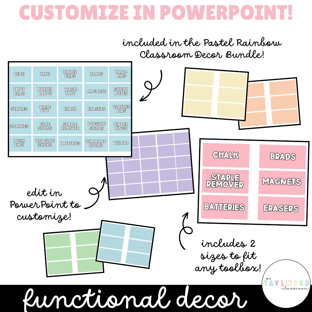 Pastel Rainbow Teacher Toolbox Labels | EDITABLE | Pastel Classroom ...
