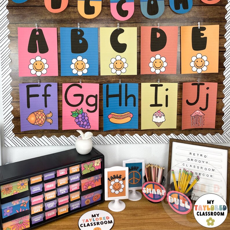 Retro Groovy Alphabet Posters | Retro Classroom Decor - Etsy