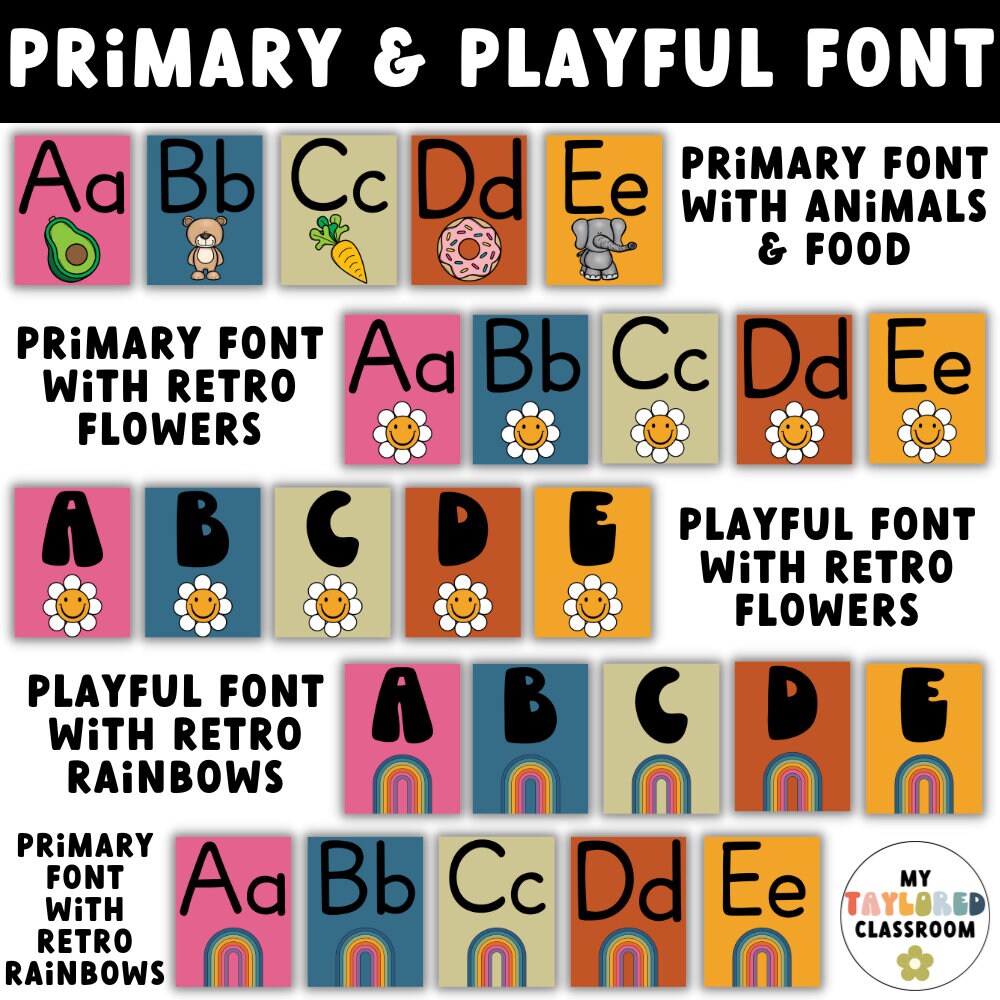 Retro Groovy Alphabet Posters | Retro Classroom Decor - Etsy