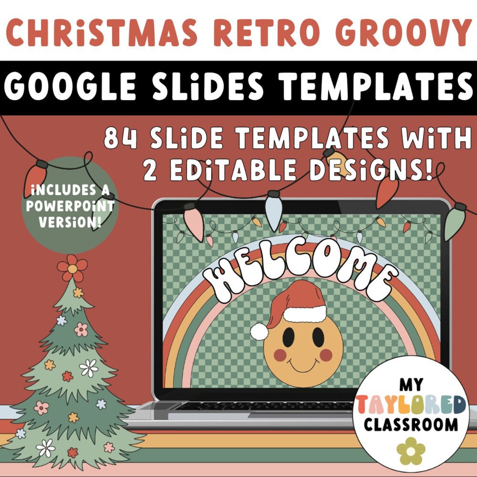 Christmas Retro Groovy Google Slides Templates - Etsy