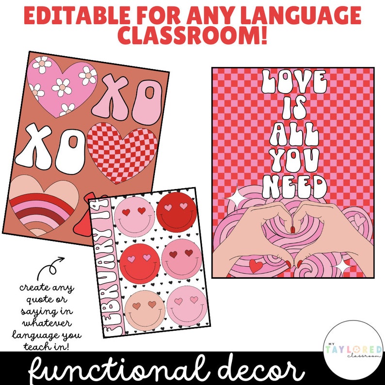 Valentine's Day Retro Groovy Classroom Posters | Valentine's Day ...