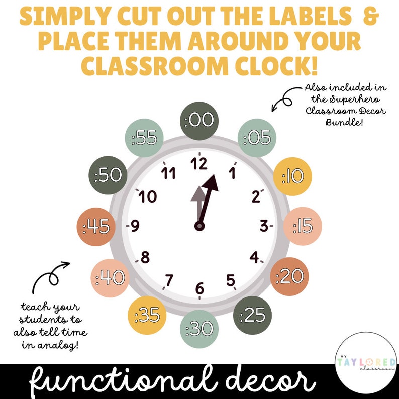 Superhero Clock Labels | Superhero Classroom Decor - Etsy