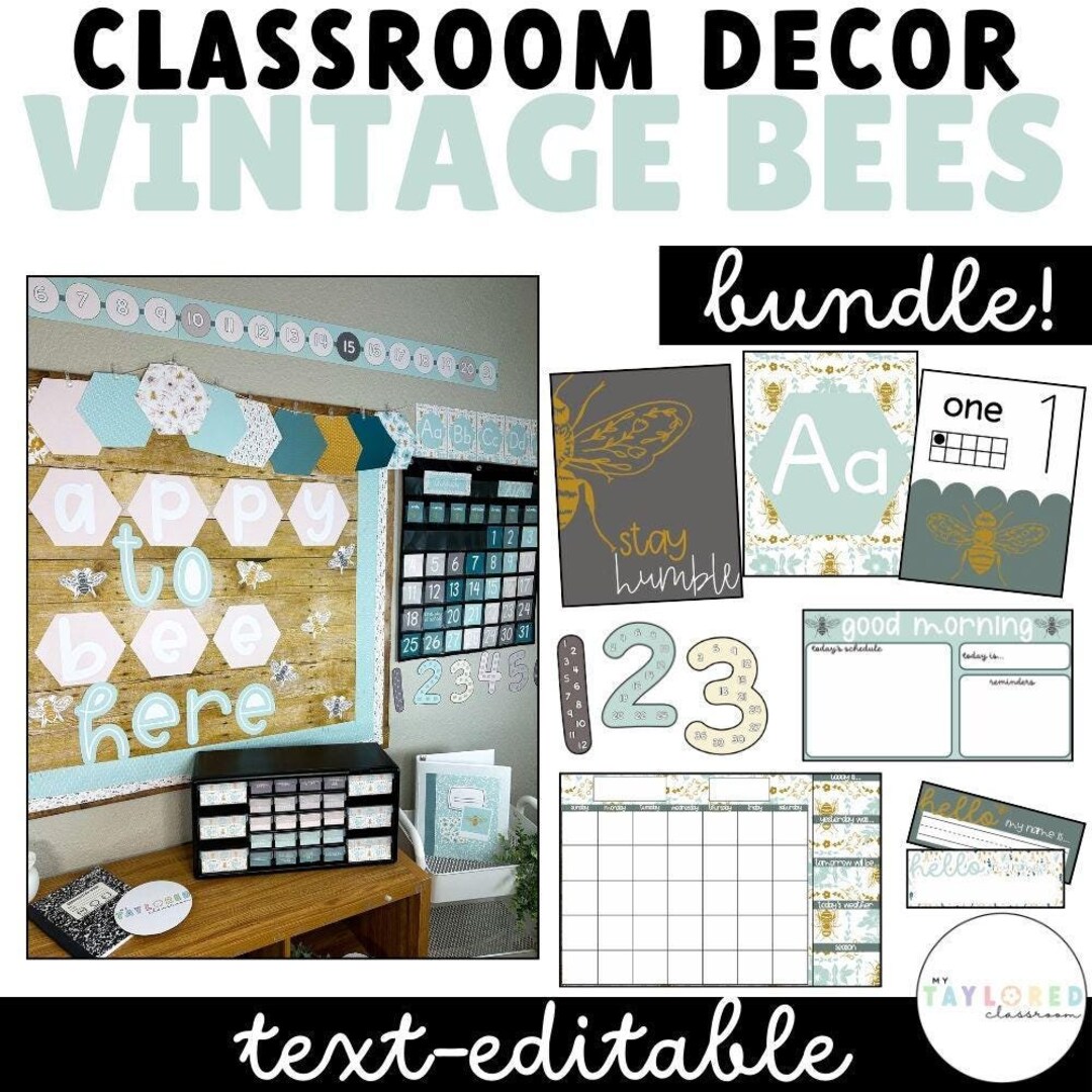Vintage Bees Classroom Decor | Bee-themed Classroom Decor - Etsy