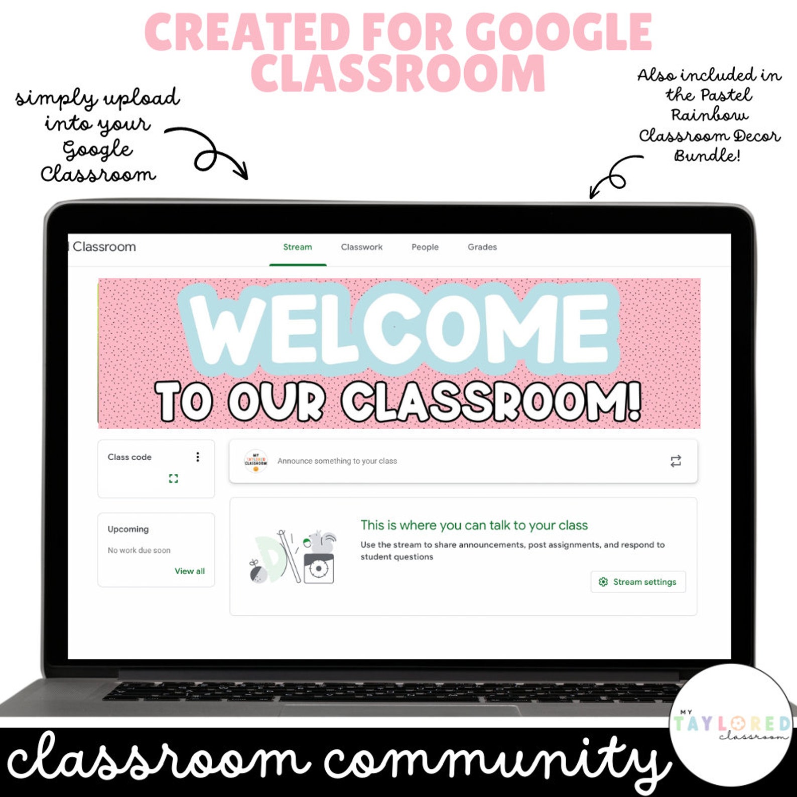Pastel Rainbow Google Classroom Headers | Virtual Decor (digital ...