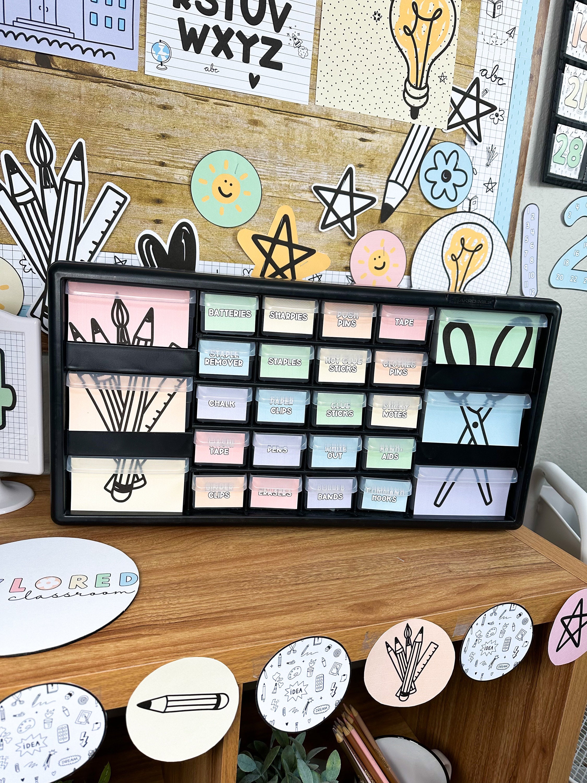 School Doodles Teacher Toolbox Labels | EDITABLE | Calm Pastel ...