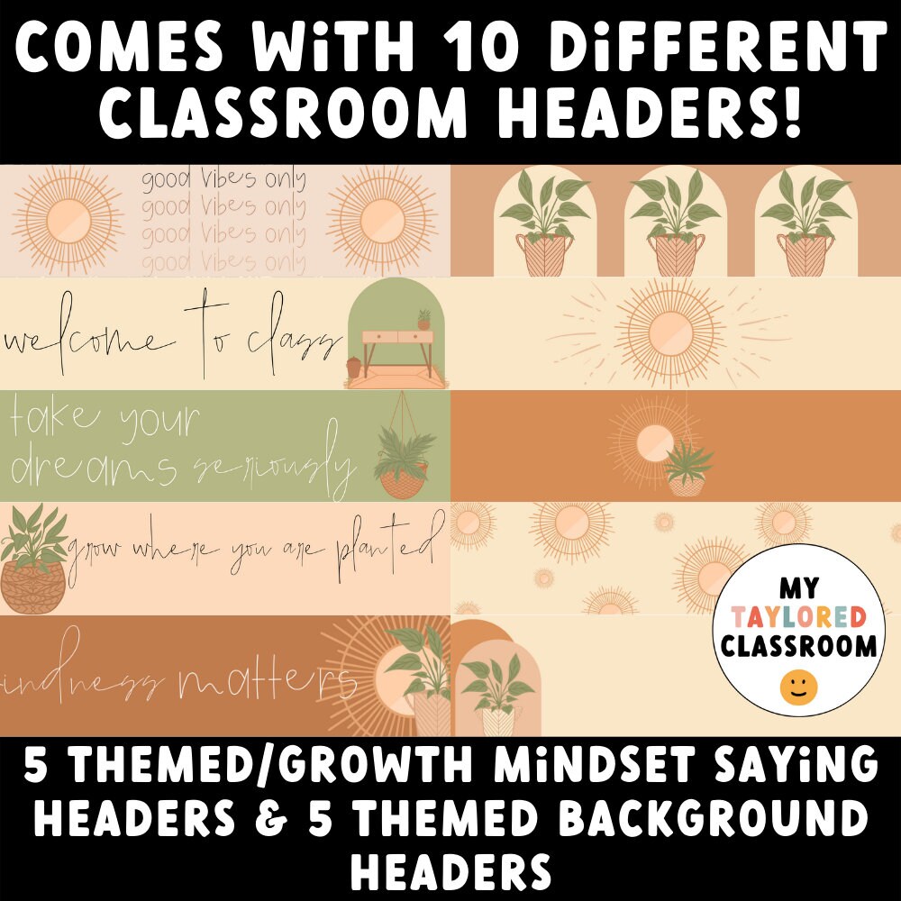 Modern Boho Google Classroom Headers - Etsy