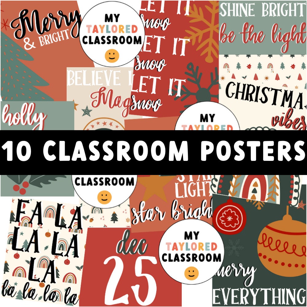 Christmas Boho Rainbow Classroom Decor Bundle - Etsy