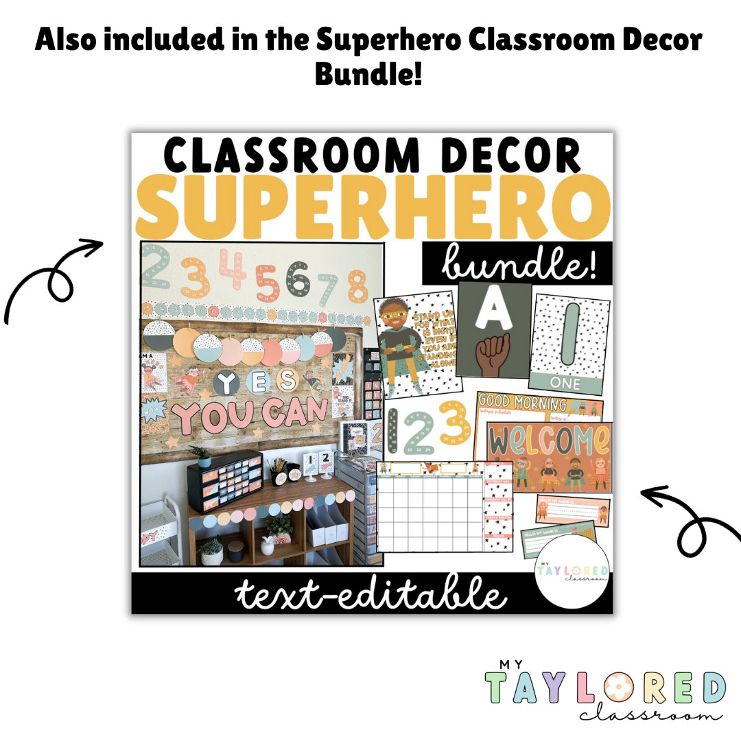 Superhero Clock Labels | Superhero Classroom Decor - Etsy