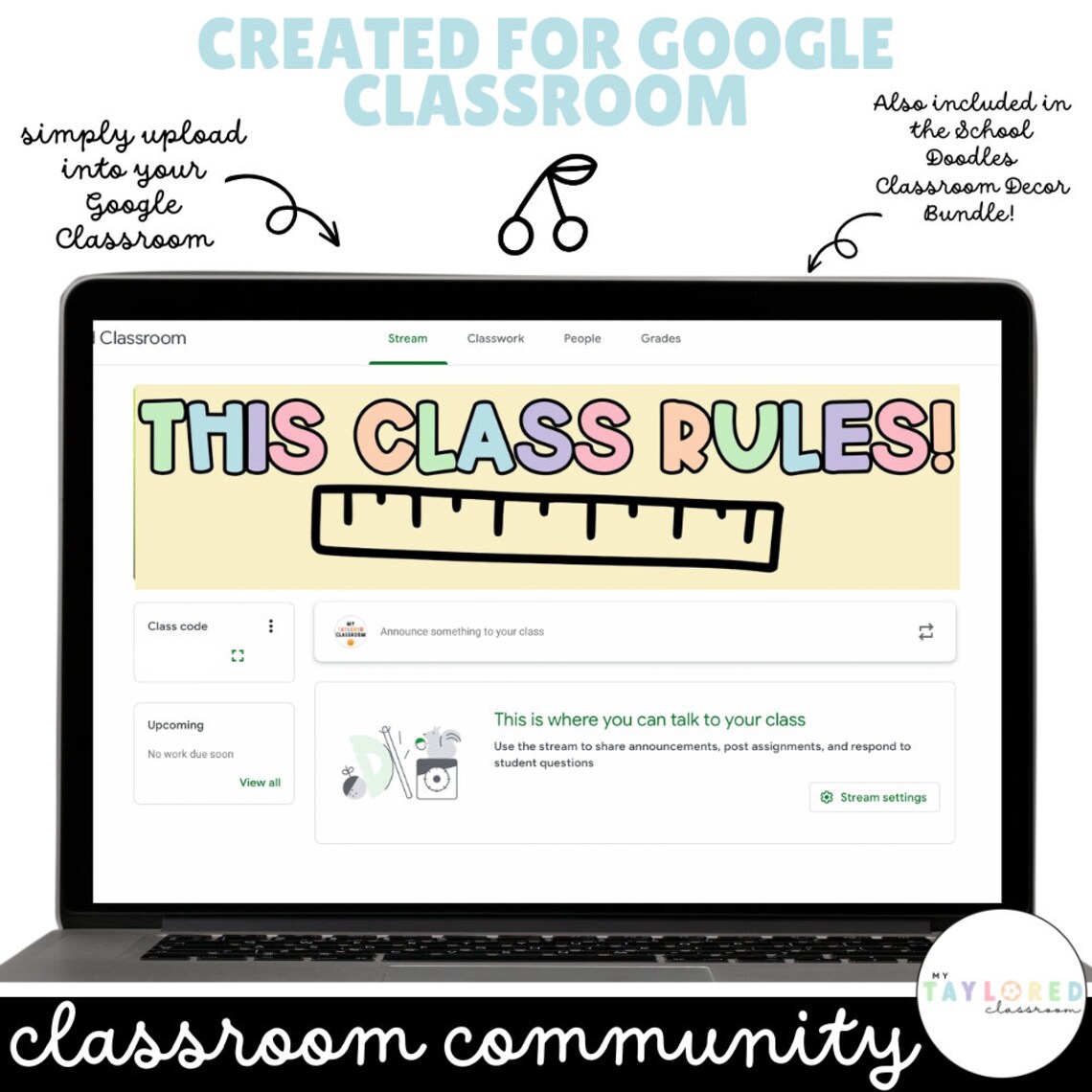 School Doodles Google Classroom Headers | Pastel Classroom Decor ...