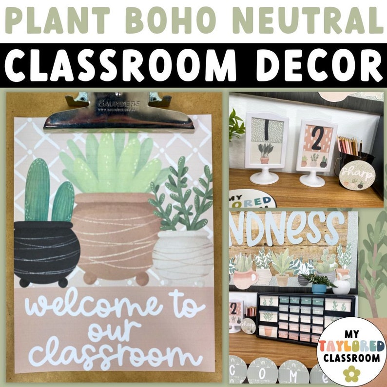 Plant Boho Neutral Classroom Decor Bundle Plant Classroom - Etsy