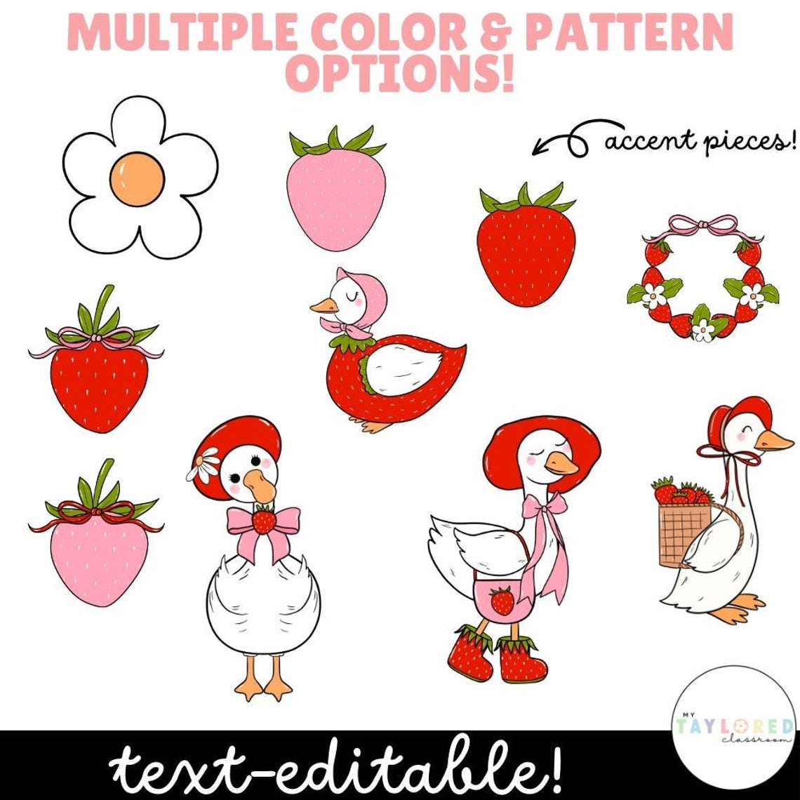 Spring Strawberry Goose Bulletin Board | March April Bulletin Board ...