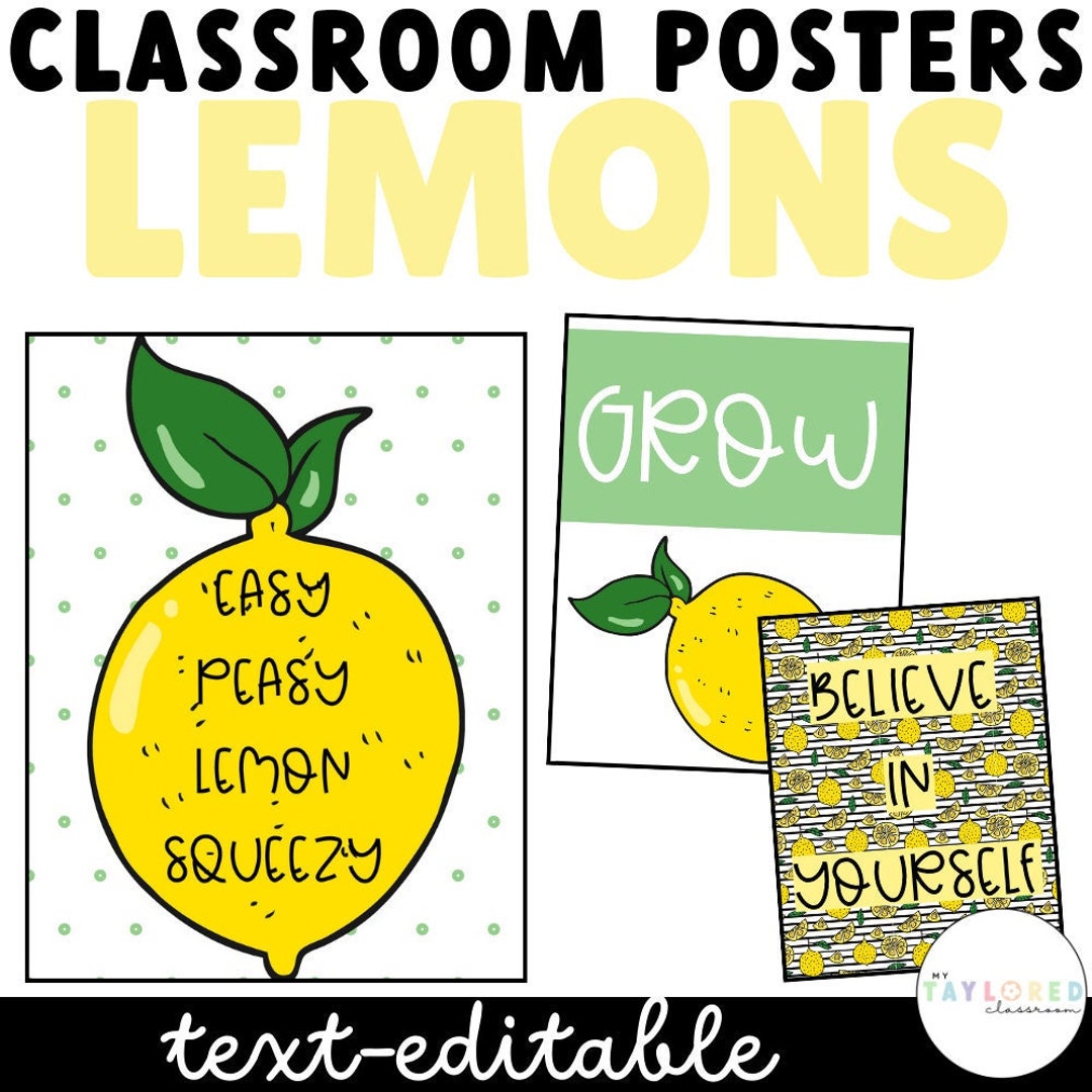 Lemon Classroom Posters | Lemon Classroom Decor - Etsy