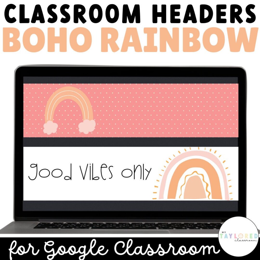 Boho Rainbow Google Classroom Headers | Boho Rainbow Classroom Decor - Etsy