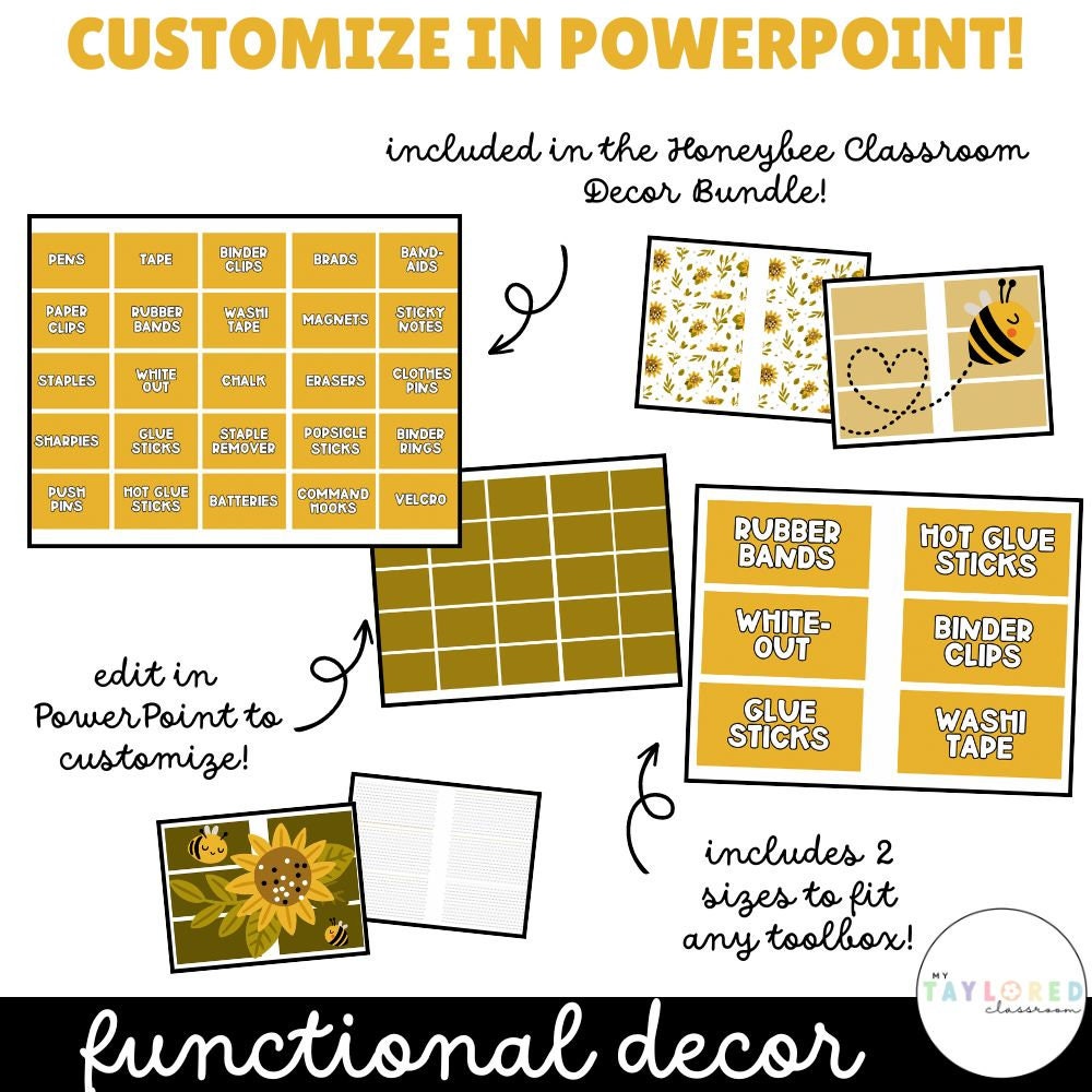 Honeybee Teacher Toolbox Labels | EDITABLE | Bee-themed Classroom Decor ...