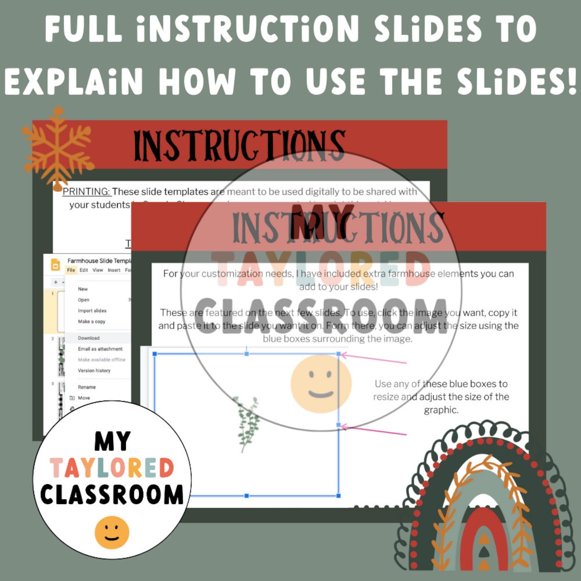 Christmas Boho Rainbow Google Slides Templates - Etsy