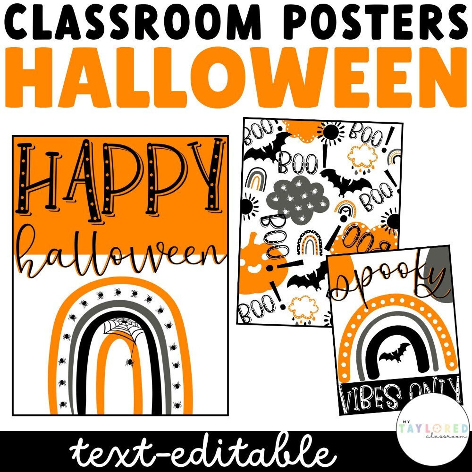 Halloween Boho Rainbow Classroom Posters | Halloween Classroom Decor ...