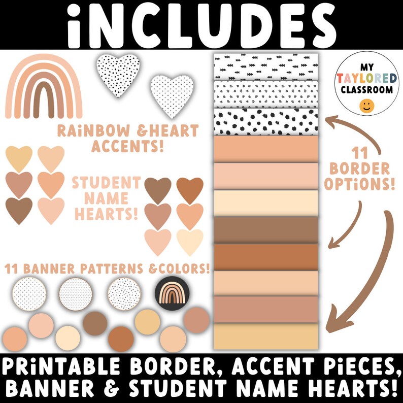 Diversity Boho Neutral Bulletin Board Kit Boho Neutral - Etsy