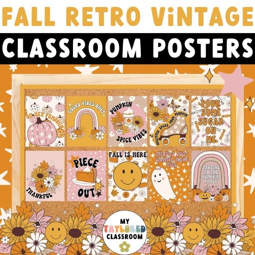 Fall Retro Vintage Classroom Posters Holiday Posters - Etsy