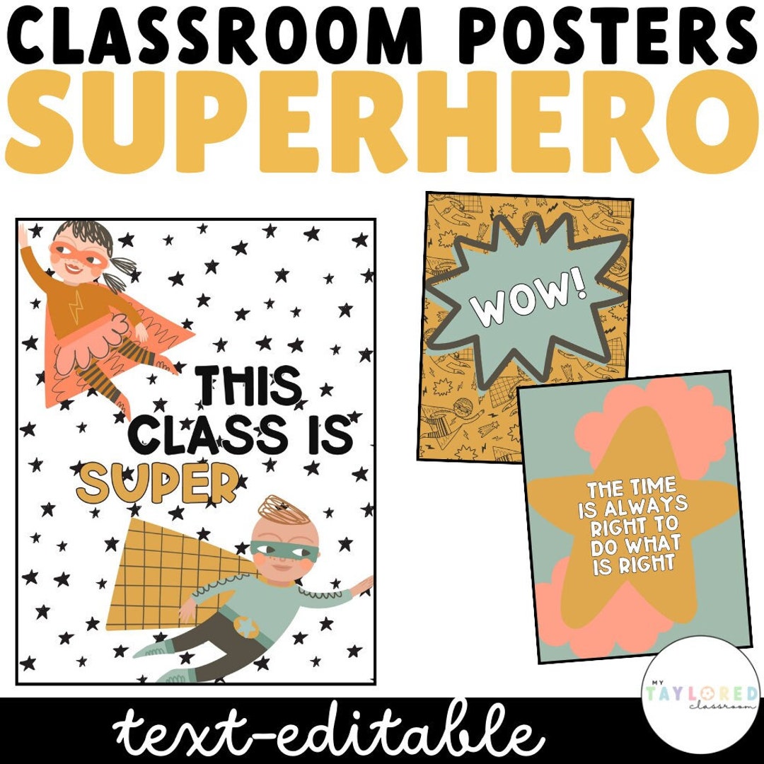 Superhero Classroom Posters | Superhero Editable Classroom Posters ...