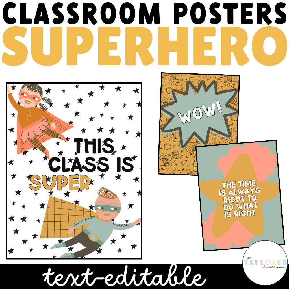 Superhero Classroom Posters | Superhero Editable Classroom Posters ...