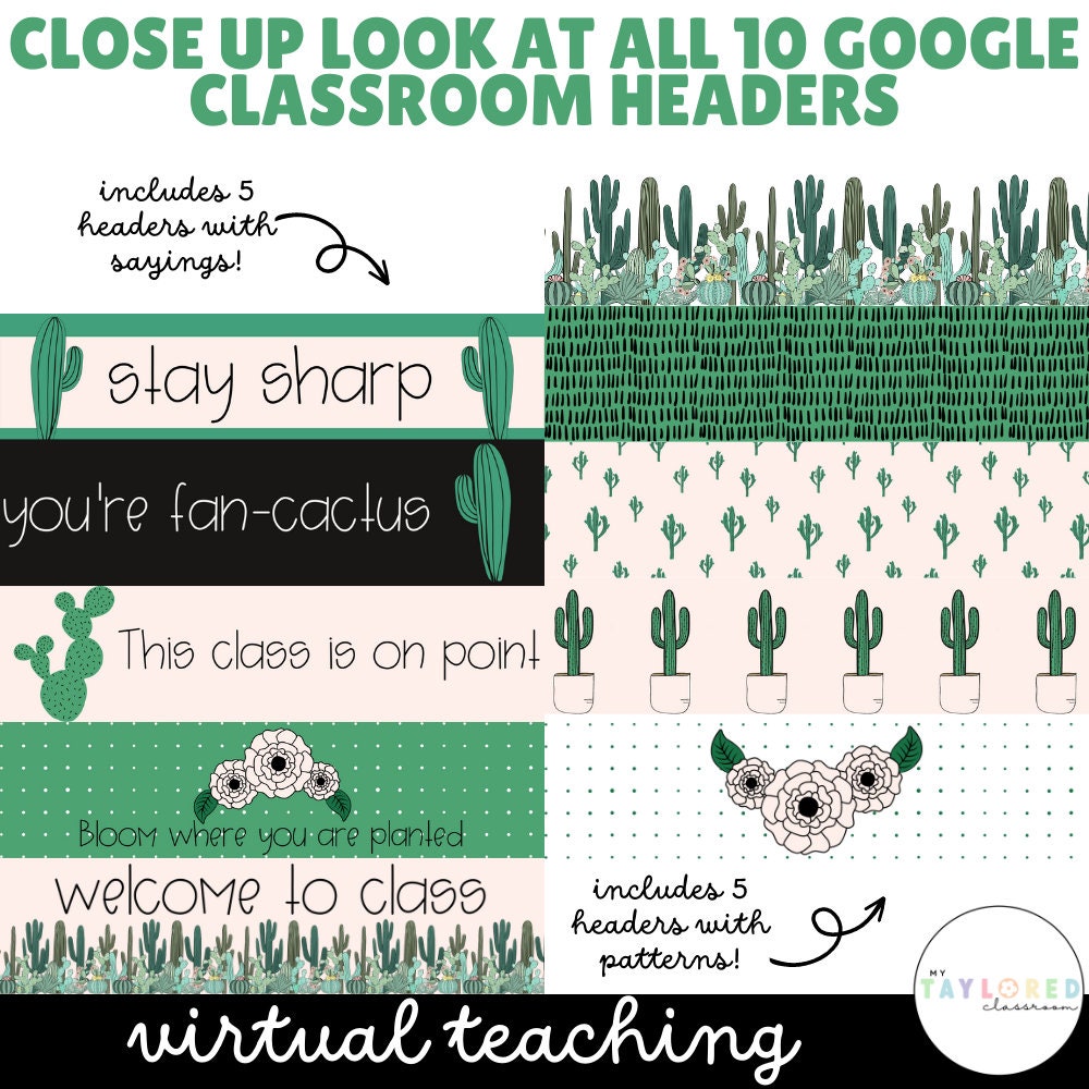 Cactus Google Classroom Headers Cactus Classroom Decor - Etsy