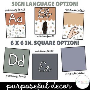 Neutral Ocean Alphabet Classroom Posters | EDITABLE | Modern Ocean ...