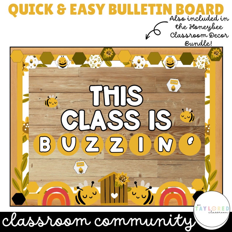 Honeybee Classroom Bulletin Board Kit | EDITABLE | Bee-themed Classroom ...