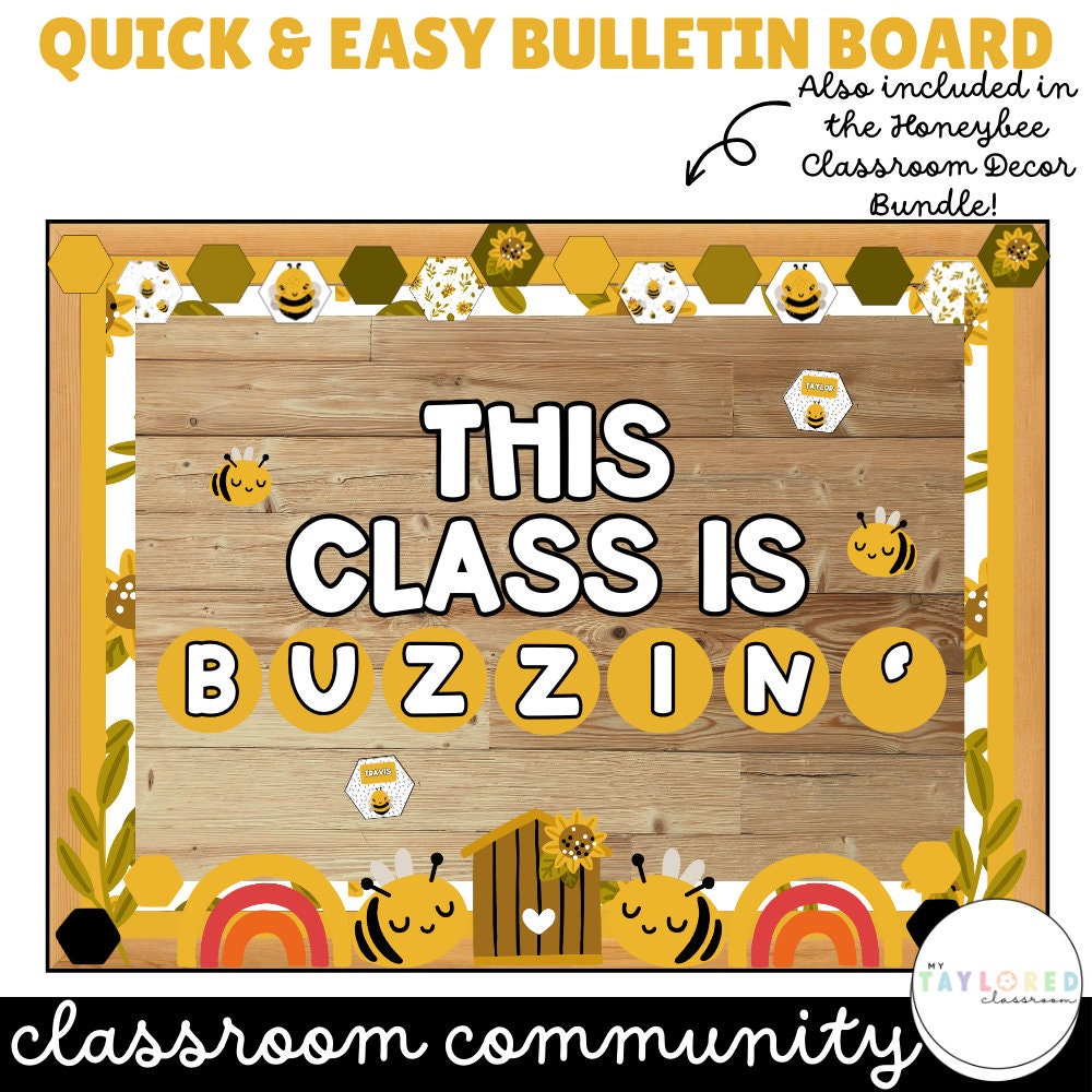 Honeybee Classroom Bulletin Board Kit | EDITABLE | Bee-themed Classroom ...