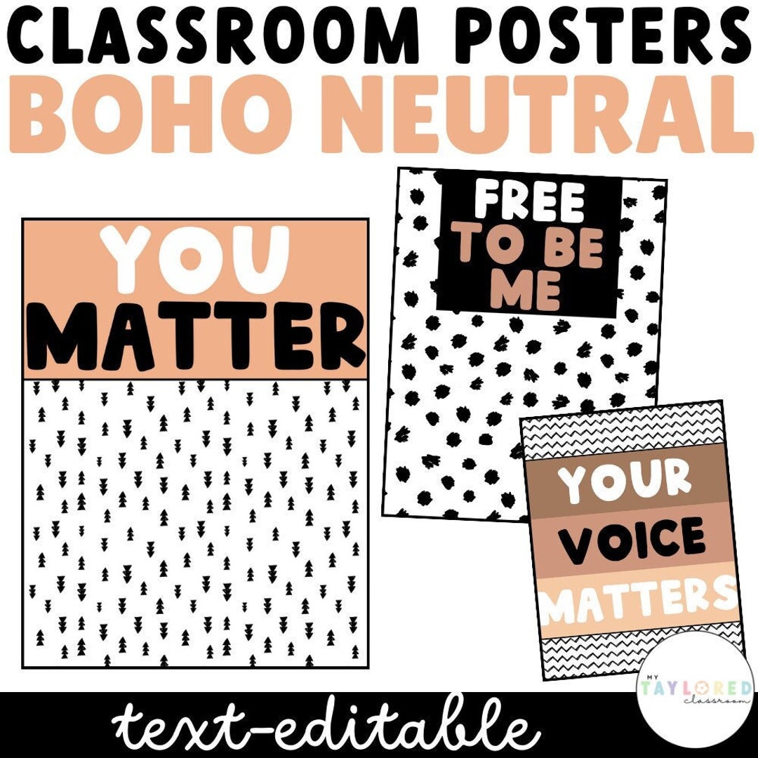 Boho Neutral Classroom Posters | Boho Neutral Classroom Decor - Etsy