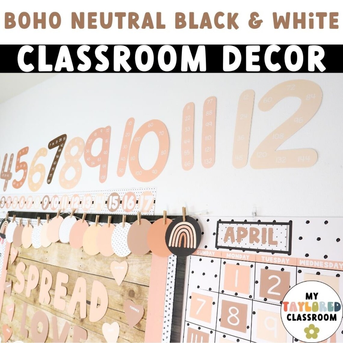Boho Neutral Diversity Classroom Decor Black and White Classroom Decor ...