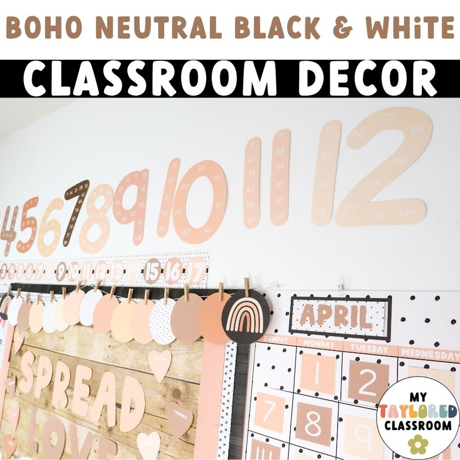 Boho Neutral Diversity Classroom Decor Black and White Classroom Decor ...