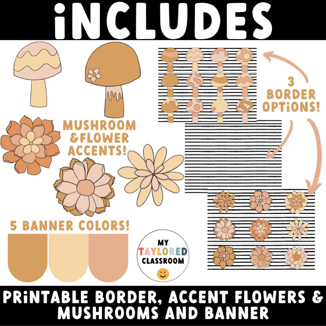 Spring Boho Retro Bulletin Board - Etsy