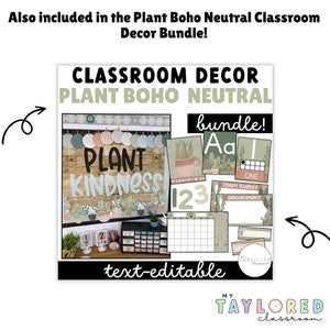 Plant Boho Neutral Bulletin Board Kit | Plant Bulletin Board | Plant ...