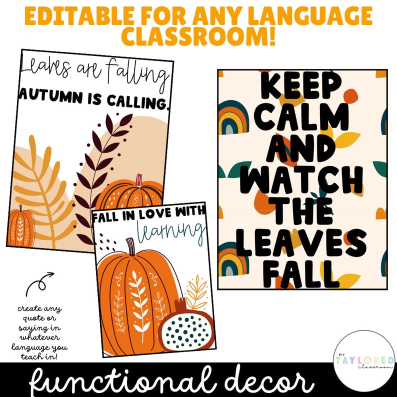 Fall Boho Retro Classroom Posters | Fall Classroom Decor - Etsy