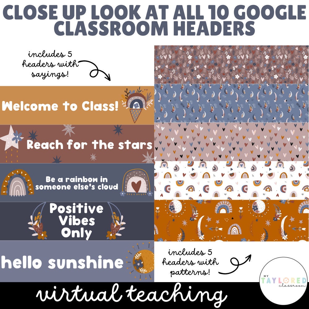 Boho Flower Google Classroom Headers | Boho Classroom Decor - Etsy