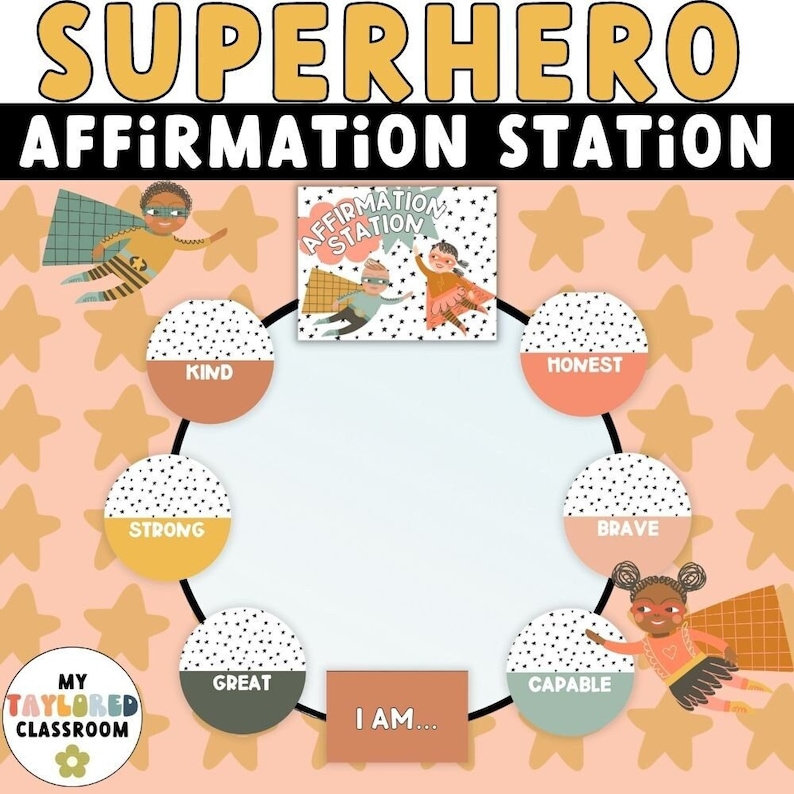 Affirmation Station Superhero Theme | Superhero Classroom Decor - Etsy