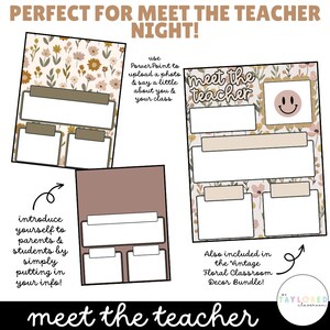 Vintage Floral Meet the Teacher Templates | EDITABLE | Vintage ...