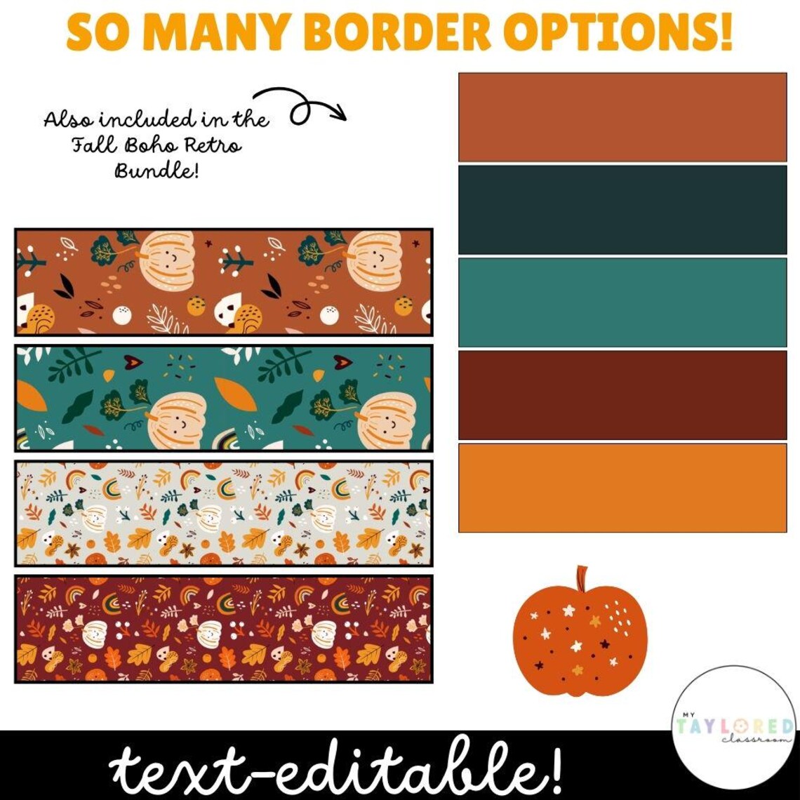 Fall Boho Retro Bulletin Board Kit or Door Decor | Fall Classroom Decor ...