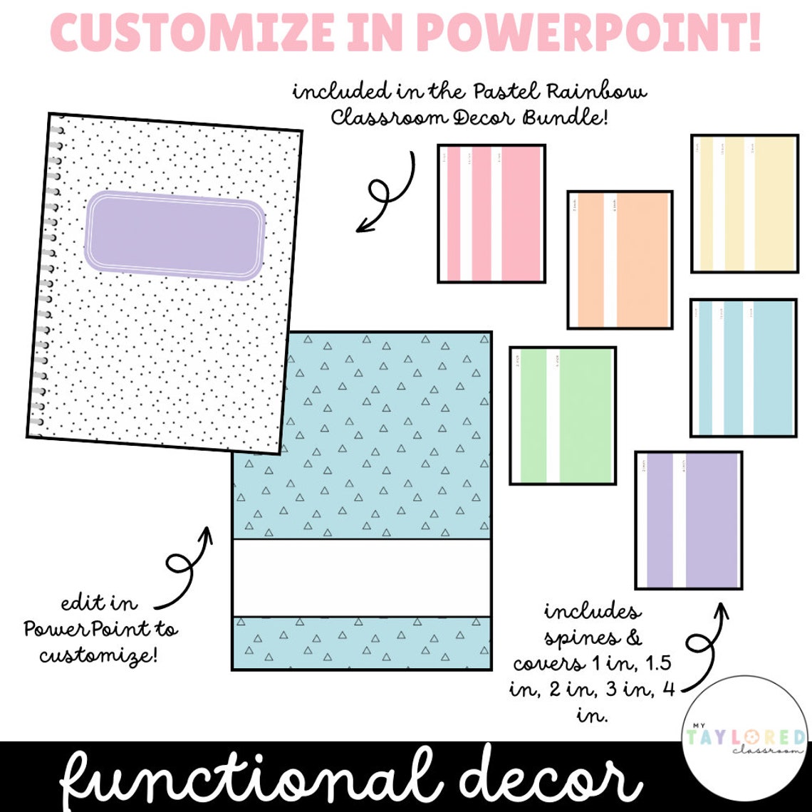 Pastel Rainbow Teacher Binder Covers | EDITABLE | Pastel Classroom ...