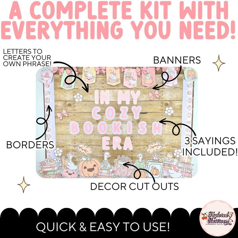 Fall Goose Reading Bulletin Board Kit - Pastel Classroom Decor - Etsy