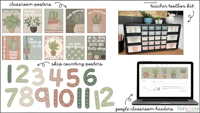 Plant Boho Neutral Classroom Decor Bundle Plant Classroom Decor Bundle ...